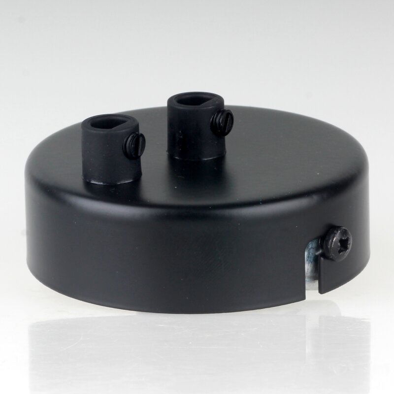 2-Loch Lampen-Baldachin 80x25mm schwarz mit Zugentlaster