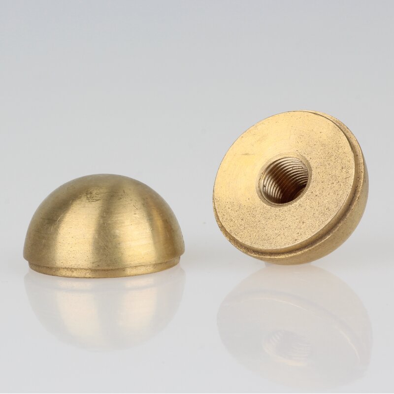 Messing Halbkugel 30x17mm mit M10x1 Sackgewinde für Leuchtenbau